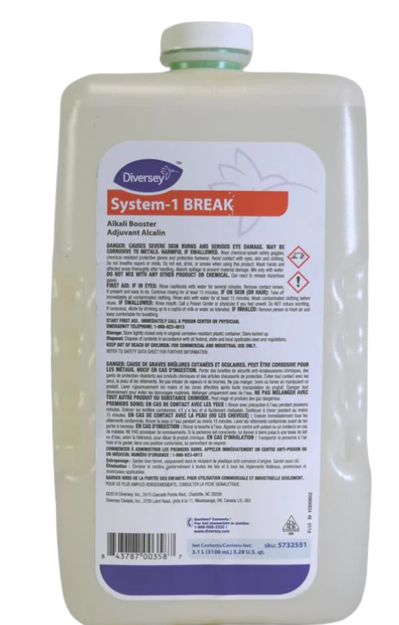 Diversey System-1 Break Alkaline Laundry Booster - 2 X 3100 mL — Three Star
