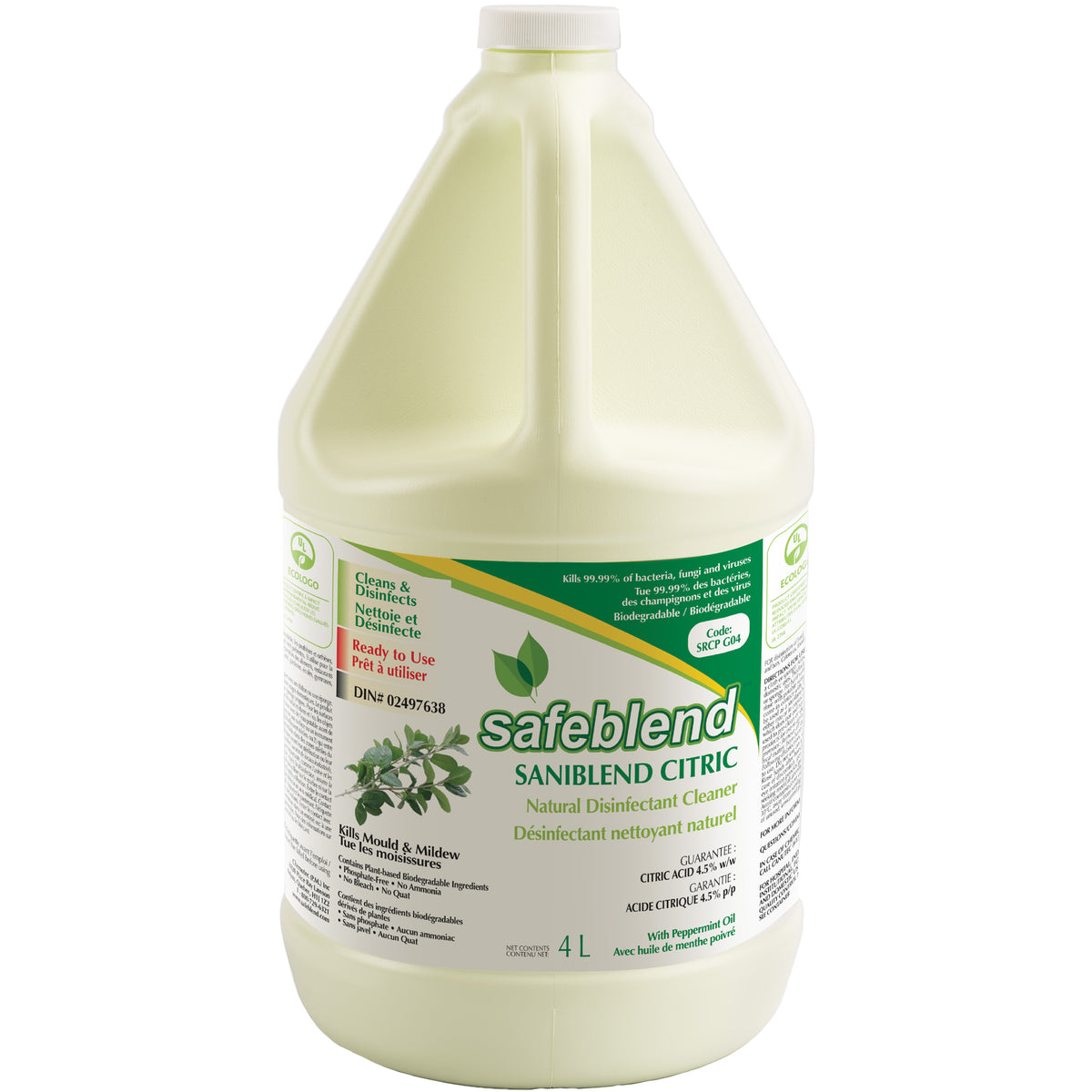Safeblend Saniblend Citric Disinfectant Cleaner Peppermint Oil - 4X4 L ...